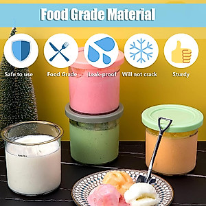 4pcs Ice Cream Pint Containers Replacement for Ninja Creami Pints and Lids, Compatible with NC301 NC300 NC299AMZ Series Ice Cream Maker, Dishwasher Safe & BPA-Free Leak Proof Ice Cream Container Box