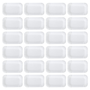 100PCS Paper plate for cake Fruits Tray dishwasher tray dinner Dish birthday disposable dinnerware disposable serving trays Party Paper Plates rectangle Foam white meat dish