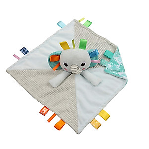 Bright Starts Elephant Cuddle 'n Tags 2-Sided Baby Lovey Security Soothing Blanket, 16"
