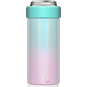 JIVILILM Stainless Steel Insulated Cooler for 12oz Slim Cans | Skinny Can Drinks Holder for Hard Seltzer, Beer, Soda, and Energy Drinks (Dream Hubble-Bubble)
