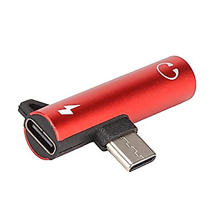 Sanpyl 2Pcs USB C to 3.5mm Audio Adapter, 2 in 1 Type C to 3.5mm Headphone and Charger Adapter ABS Audio Jack Charging Cord for Tablet PC Phones Red
