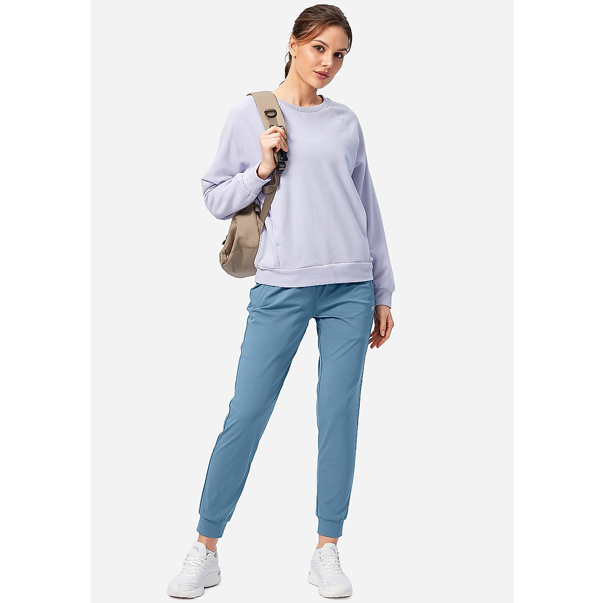 G Gradual Women's Joggers Pants with Zipper Pockets Tapered Running Sweatpants for Women Lounge, Jogging (Slate Blue, X-Large)