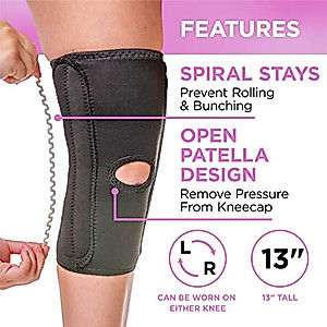 BraceAbility Plus Size Knee Compression Sleeve for Women - Ladies Open Patella Brace and XXXXL Kneecap Stabilizer with Support Stays for Female Arthritis Pain, Meniscus Tears and ACL injury (4XL)