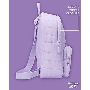 Reebok Women's Backpack - Artemis Quilted Shoulder Purse - Travel Gym Bag for Kids, Teens, and Adults, Size One Size, Pastel Lilac