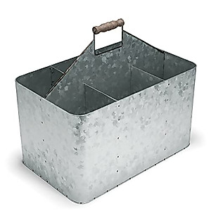 Barnyard Designs Galvanized Metal Kitchen Utensil Holder for Countertop, Farmhouse Kitchen Utensil Holder for Kitchen Counter, Decorative Kitchen Utensil Holder Large Rustic Utensil Caddy, 11.25x5.5