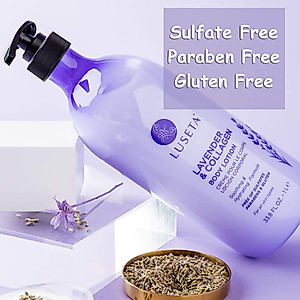 Luseta Lavender Scented Body Lotion with Collagen for Women 33.8oz, Moisturizing Body Lotion with Collagen, Sulfate & Paraben Free