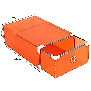 Hislaves Shoes Organizer Boxes,Stackable Drop Front Shoe Box Shoe Storage Box Space Saver Plastic Shoes Storage Bin for Home Dorm Orange