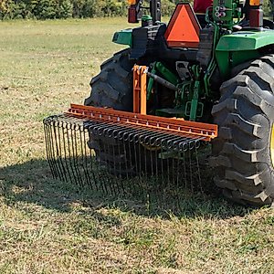 Titan Attachments 3 Point 6 FT Pine Straw Needle Rake, Category 1 Tractors, Coil Spring Tines, Drag-Behind Landscape Rake