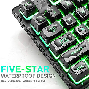 FEDRUI Gaming Keyboard, Mechanical Keyboard, Waterproof Gaming Keyboard Ergonomic Keyboard for Office Typing