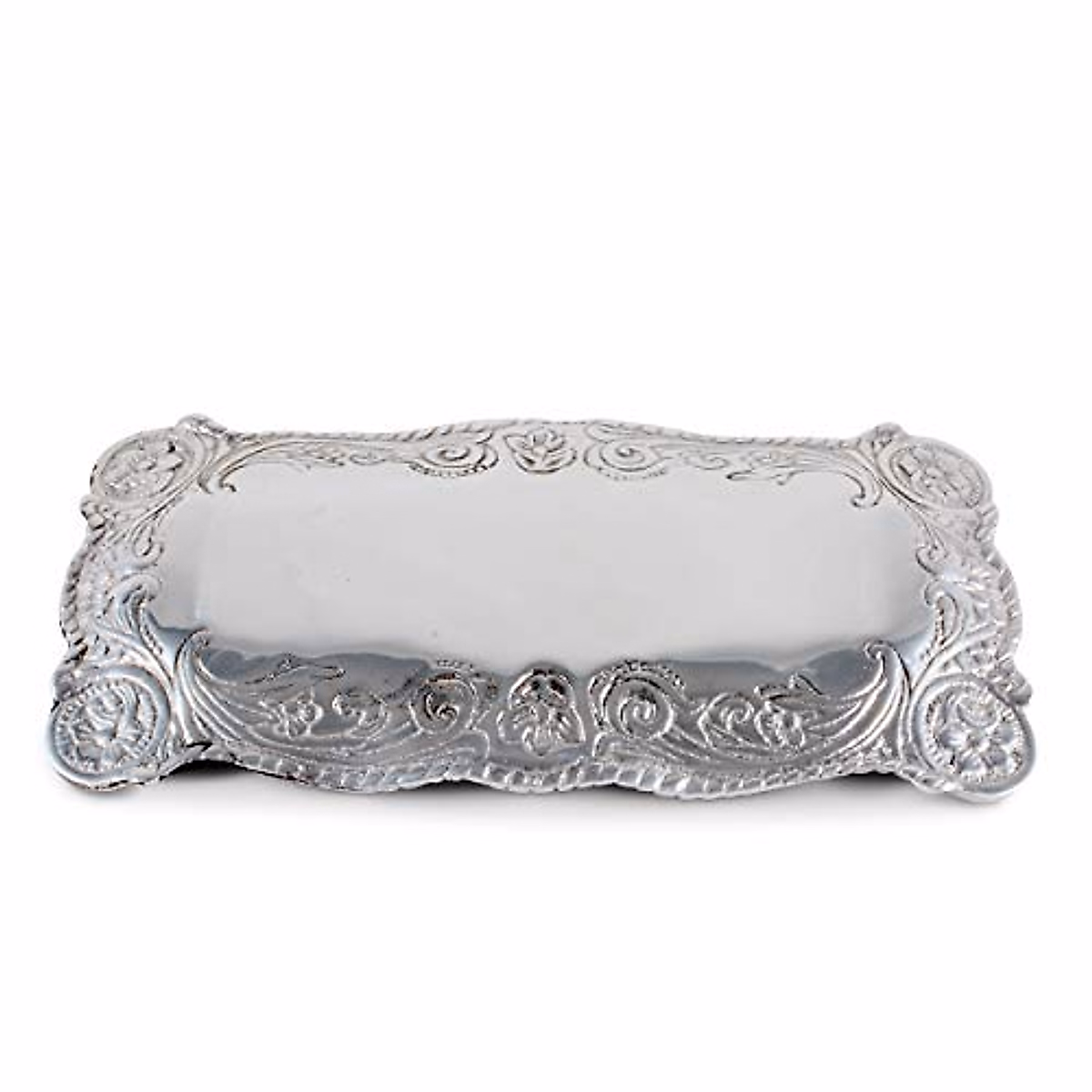 Arthur Court Western Pattern Concho Bread / Snack Serving Tray Parties Bar Dish - Cowboy / Cowgirl Silver Aluminum 6 inch x 12.25 inch
