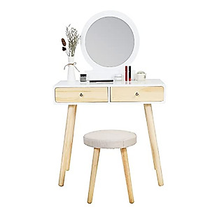 Tidyard Versatile Vanity Set, Large Storing Makeup Vanity Table with Mirror, Drawers, Stool, Bedroom Dresser Table, Writing Desk, White