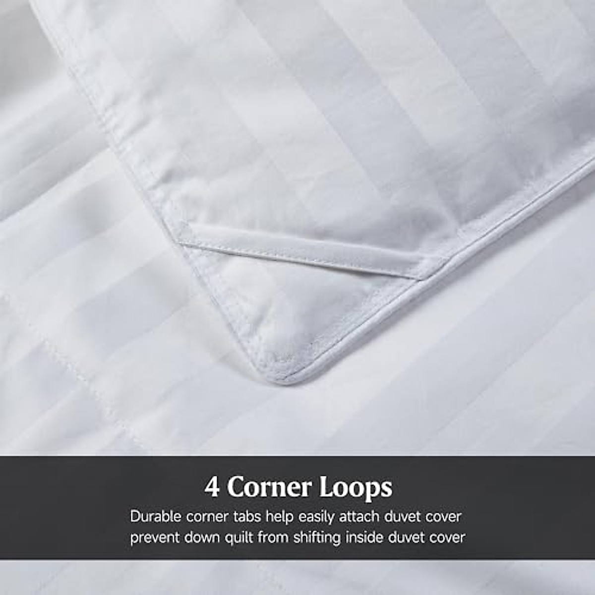 Beautyrest US Grown Cotton All Seasons Warmth Exceptional Hungarian White Goose Down Comforter King Size-750 Fill Power 500TC Damask Stripe Fabric