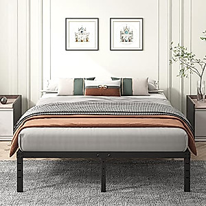 YUSENHEEI 14 Inch Full Size Bed Frame, No Box Spring Needed, Heavy Duty Metal Platform Bed Frame with Large Underbed Storage Space, Noise Free, Easy Assembly, Black