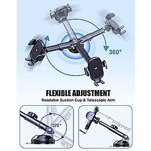 OBRFFE Wireless Car Charger Mount, [Upgraded Rotatable Suction Cup] 15W Fast Charging Car Phone Holder Wireless Charger Compatible with iPhone 14 13 Pro Max/12 Mini/11/X/XS, Samsung S23/22 and More