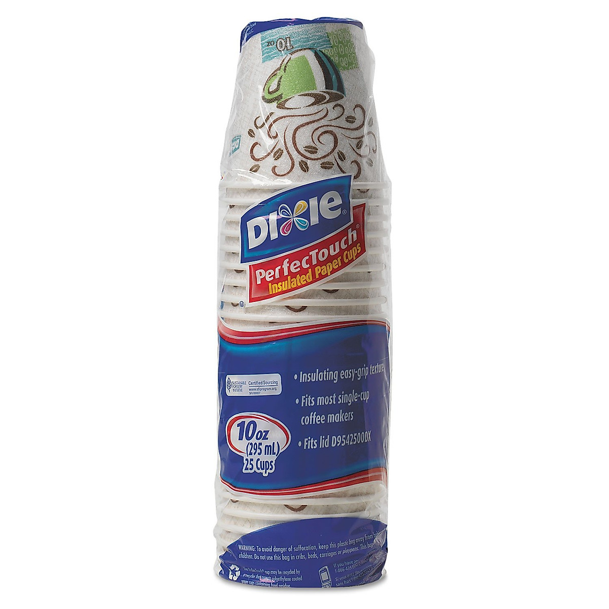 Dixie 5310DXPK Hot Cups, Paper, 10oz, Coffee Dreams Design, 25/Pack
