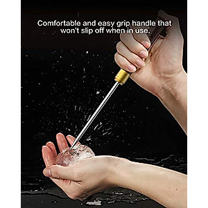 Stainless Steel Ice Pick with Safety Cover, Pick Tool for Breaking Ice, Non-slip Wooden Handle for Easy to Grip, 9 Inches Length