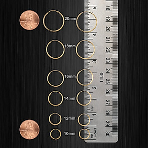 14k Yellow Gold Round Endless Hoop Earrings - 10-18mm (12 Millimeters)……