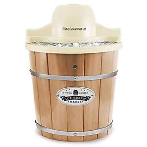 Elite Gourmet EIM-924L, 4 Qt. Electric Motorized Ice Cream Maker Ice & Rock Salt, 4Qt. Freezing Canister, Creamy Ice Cream, Gelato, Frozen Yogurt, or Sorbet, Recipe Booklet