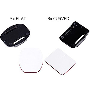 Adhesive Mounts for GoPro Cameras - 3x Curved & 3x Flat Mounts Bundle W/ 3M Sticky Pads- Tape Mount to Your Helmet/Bike/Board/Car- Fits ALL Go Pro Models - Premium Camera Accessories - 1 Year Warranty