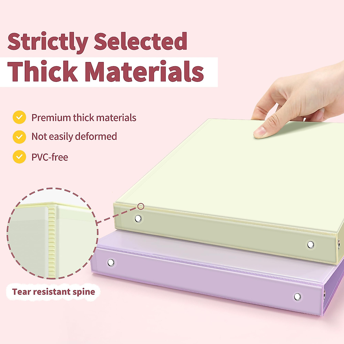 SUNEE 1/2 Inch Binders 3 Ring 4 Pack, Clear View Binder Three Ring PVC-Free (Fit 8.5x11 Inches) for School or Office Supplies, Assorted Pastel Binder