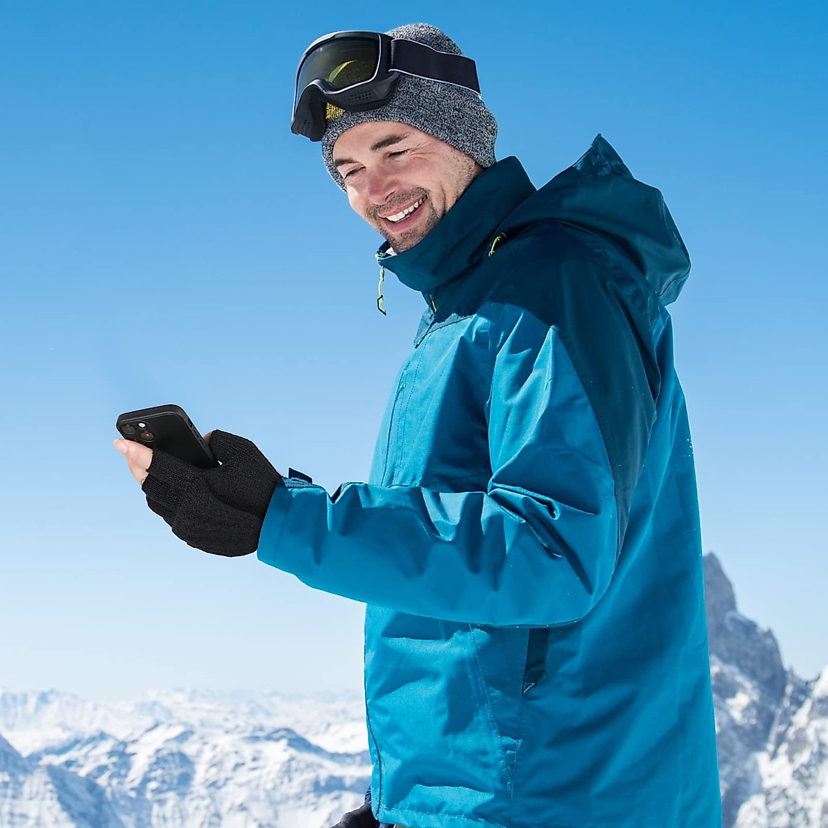 SATINIOR 3 Pairs Winter Knitted Convertible Fingerless Gloves Knit Flip Fingerless Gloves with Fingers Gloves with Cover for Women Men (Multicolored)