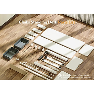 Claiks Standing Desk with Drawers, Stand Up Electric Standing Desk Adjustable Height, Sit Stand Desk with Storage Shelf and Splice Board, 55 Inch, White