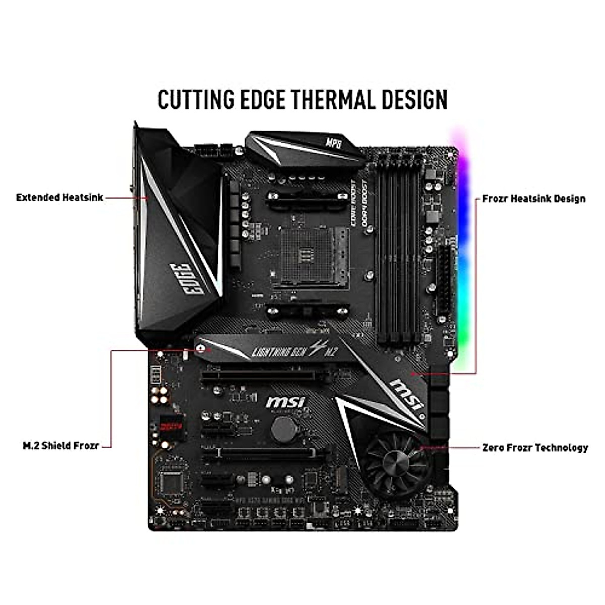 MSI MPG X570 Gaming Edge WiFi Motherboard (AMD AM4, DDR4, PCIe 4.0, SATA 6Gb/s, M.2, USB 3.2 Gen 2, AC Wi-Fi 5, HDMI, ATX) (Renewed)