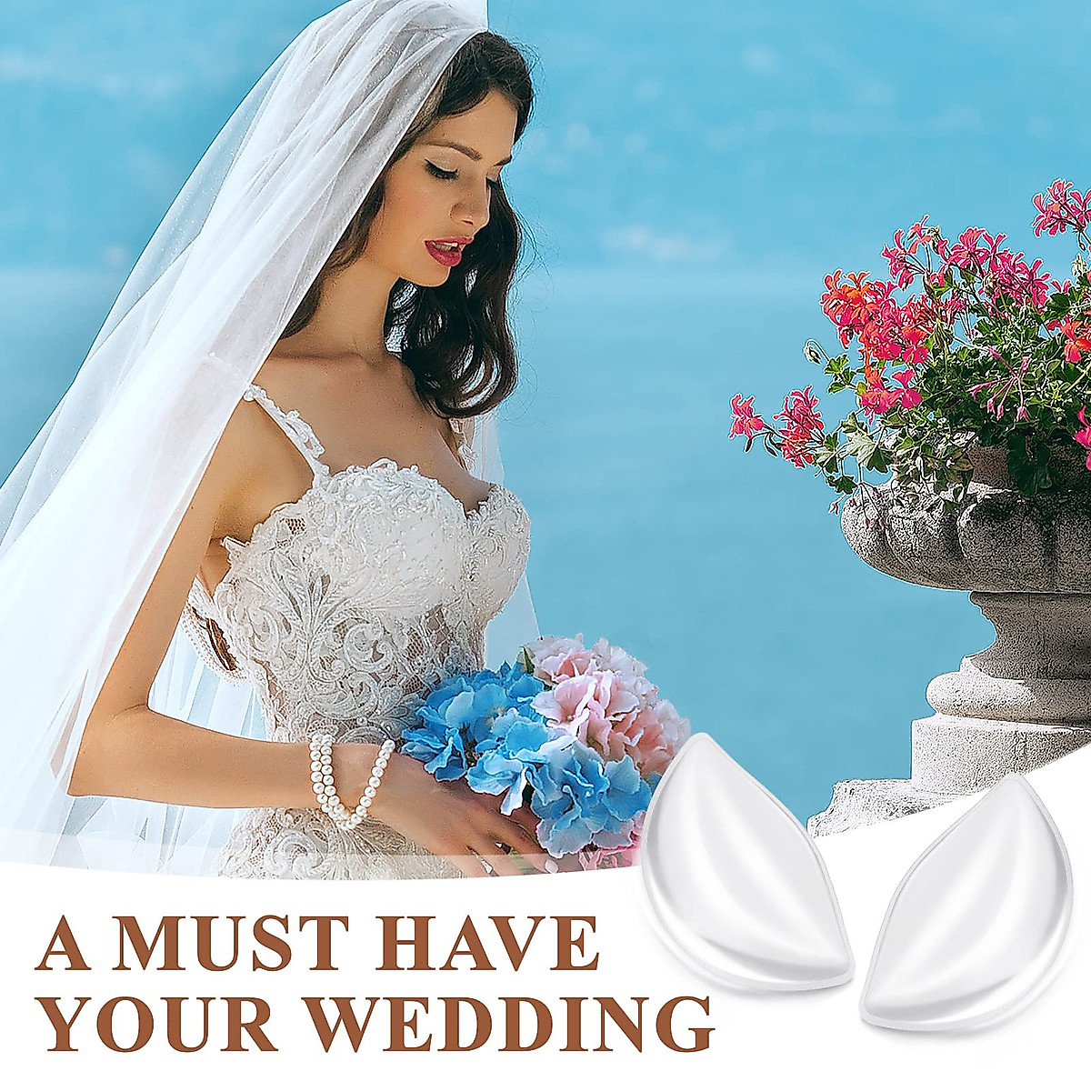 3 Pairs Silicone Bra Inserts Lift Breast Pads Breathable Push up Sticky Bra Breast Cups Silicone Gel Bra Inserts for Women(Stylish,Medium)