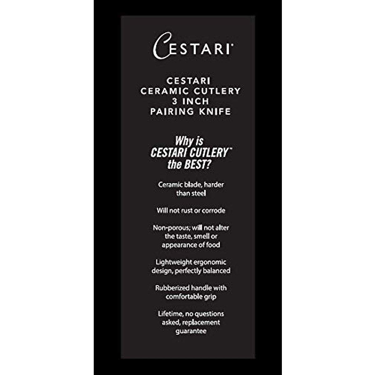 Advanced Ceramic Paring Knife - 4 Inch Blade Never Needs Sharpening - Premium Kitchen Knife with Sheath and Magnetic Gift Box - Black Mirror Finish