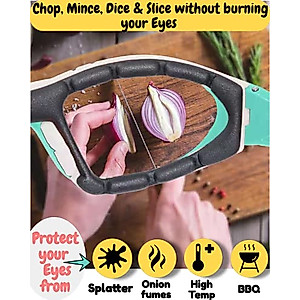 Onion Goggles Tear Free - Kitchen Grilling Glasses, Anti Fog, Anti Scratch, One Size Fit All Men & Women Eyes, Clear Chopping Goggles With Straps For Cooking, BBQ, Smoke, Onion Cutting Goggles (Green)