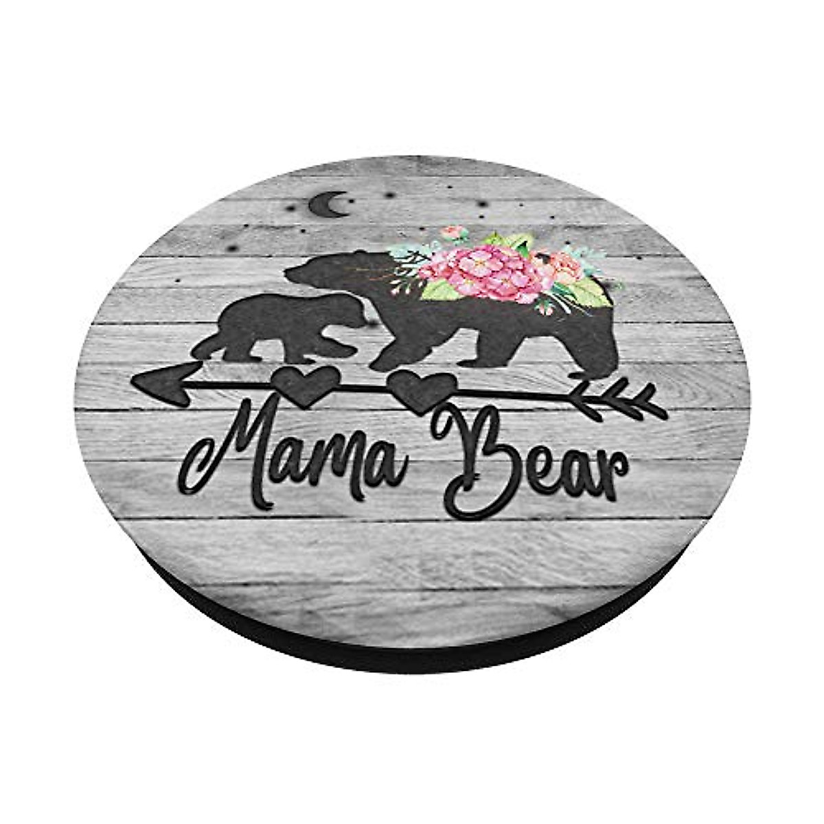 Blush Pink Floral Mama bear and one cub baby grey rustic PopSockets Swappable PopGrip
