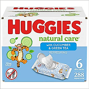 Huggies Natural Care Refreshing Baby Wipes, Hypoallergenic, Scented, 6 Flip-Top Packs (288 Wipes Total)