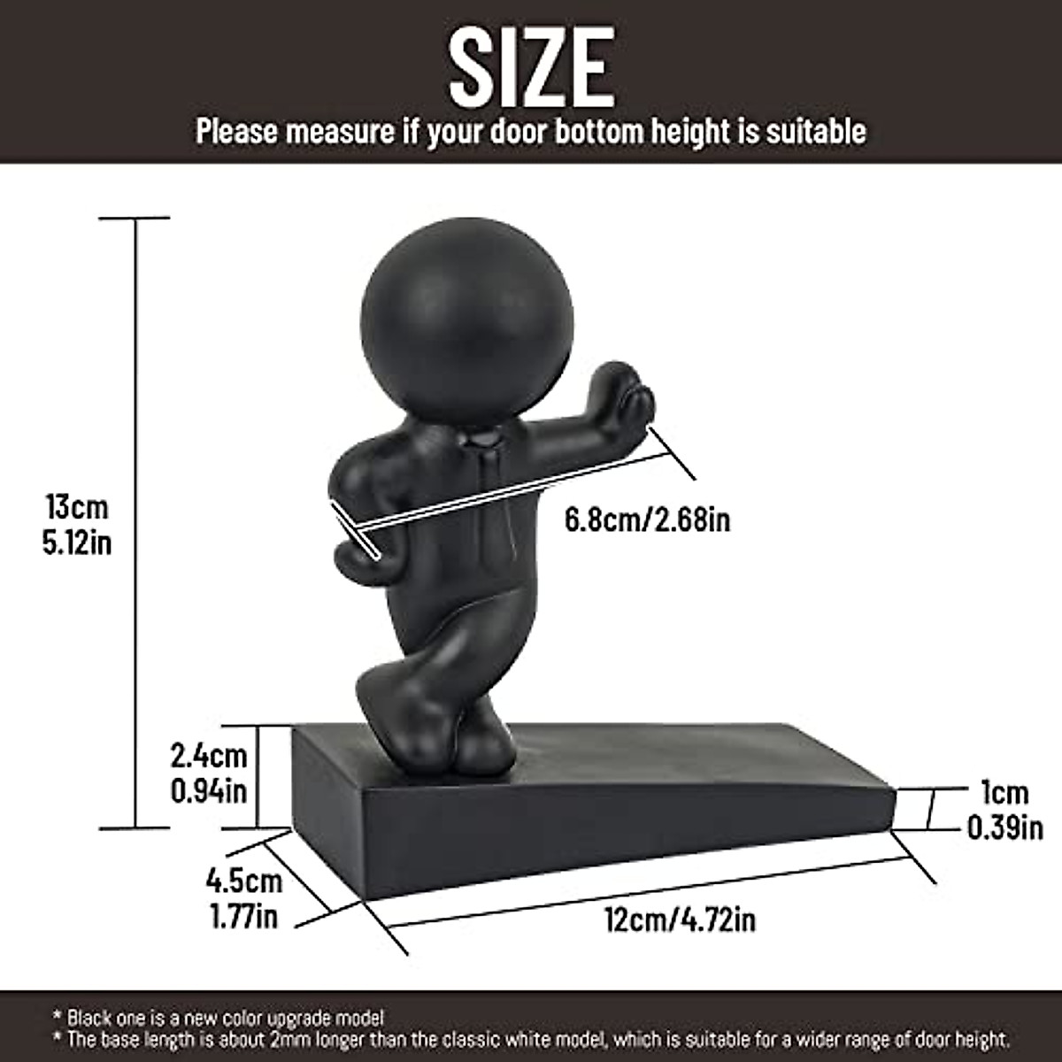 Cute Door Stop, 2 Pcs Decorative Buddy Door Stopper, Effective to Hold Your Door Open, Black and White