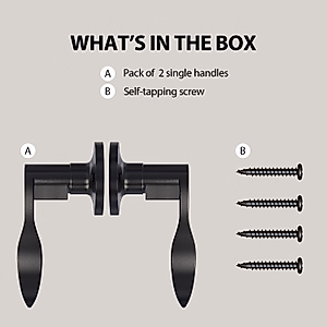 Ohuhu Dummy Door Handles, Black Door Handle Dummy Door Knob French Closet Door Handle Lever Single Side Non-Turning Wave Style Left/Right Hand Satin Zinc Matte Finish Laundry Room Hallway Pantry