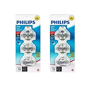 Philips 415802 Landscape and Indoor Flood 50-Watt MR16 12-Volt Light Bulb, 3-Pack x 2