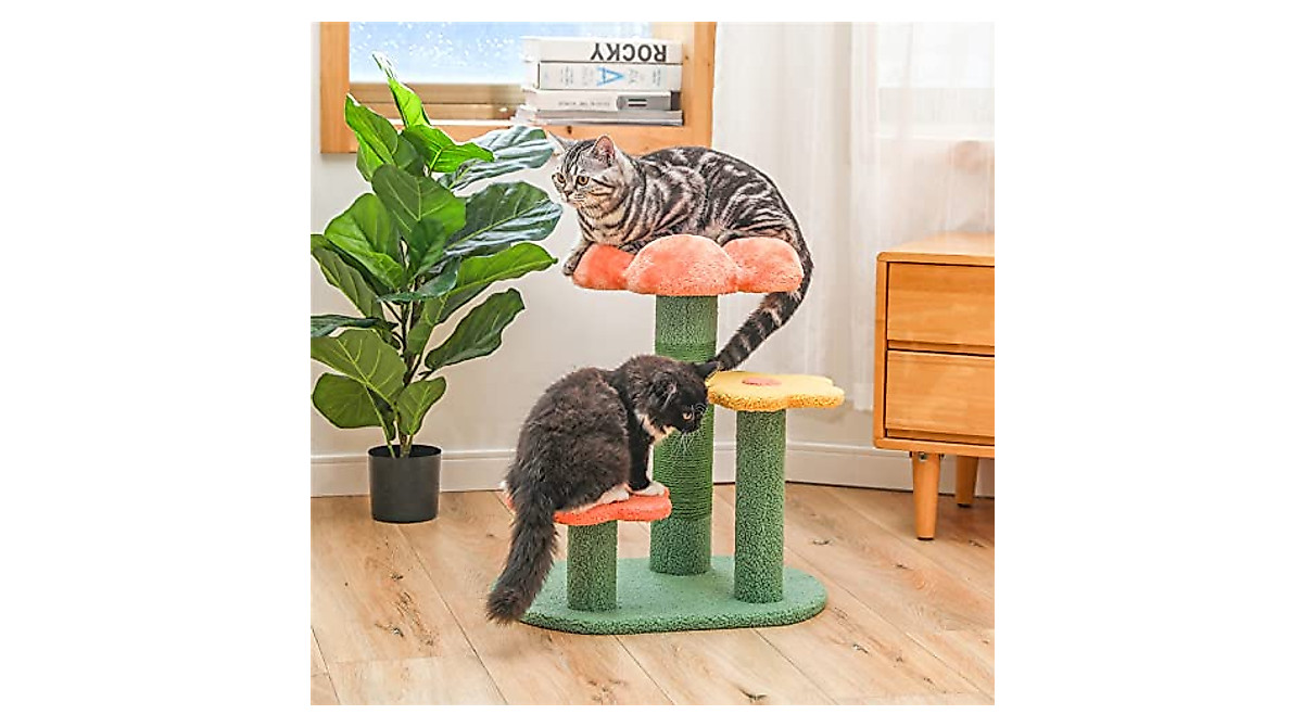 Buy the PET WONDERLAND Pink Flower Cat Tree for Small Cats