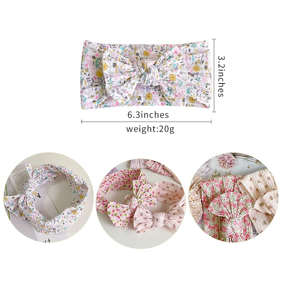 Jralon 6PCS in a Pack of Kid-Friendly Soft Colorful Bow Hair Bands Little Girl Printed Nylon Hair Accessories Girls Kids