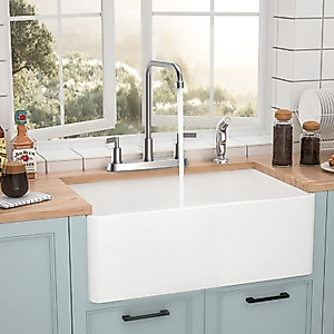 Kitchen Faucet with Sprayer,Brushed Nickel Kitchen Sink Faucet,3 Hole or 4 Hole Faucet for Kitchen Sink,Stainless Steel 2 Handle Kitchen Faucet with Side Sprayer,4 Hole Kitchen Faucets