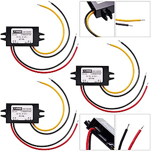 Weewooday Direct Current Converter 12v to 5v 3a 15w Buck Converter Module, Reduced Voltage Regulator Car Power Output Power Adapter, Wire Interface(3 Pieces)
