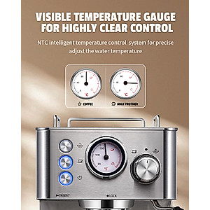 SHARDOR 20 Bar Espresso Machine,Fast Heating Expresso Coffee Machines for Home, Manual Latte & Cappuccino Maker with Milk Frother, 50 Oz Removable Water Tank, 1100W, Stainless Steel