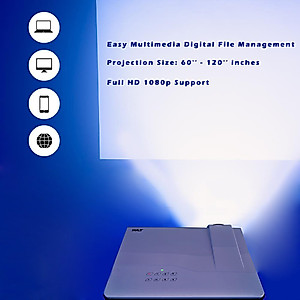 Pyle Video Projector 1080P Full HD Professional Cinema Home Theater Projection, Digital Multimedia File, Keystone Adjust Picture Presentation & Supports USB & HDMI for TV, Computer & Laptop-(PRJD903)