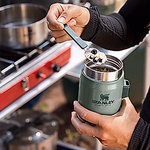 Stanley Classic Legendary Food Jar 0.4L Hammertone Green with Spork – BPA Free Stainless Steel Soup Flask - Keeps Cold or Hot for 7 Hours - Leakproof - Dishwasher Safe