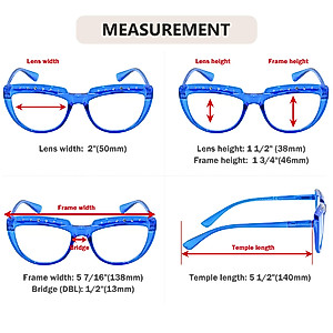 Eyekepper 4-Pack Reading Glasses for Women Rhinestone Readers Oversize Half-Moon Design Eyeglasses +2.50