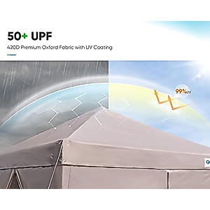 Quictent Privacy 8x8 Ez Pop up Canopy Tent Enclosed Instant Canopy Shelter Portable with Sidewalls and Mesh Windows Waterproof (Tan)