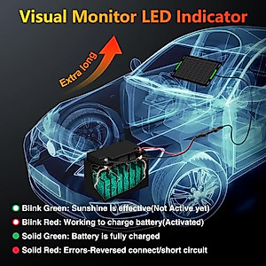 Sun Energise 10W 12V Solar Car Battery Charger, Waterproof 10 Watt 12 Volt Solar Trickle Charger & Maintainer Built-in MPPT Charge Controller for Car Boat Trailer Marine RV Motorcycle