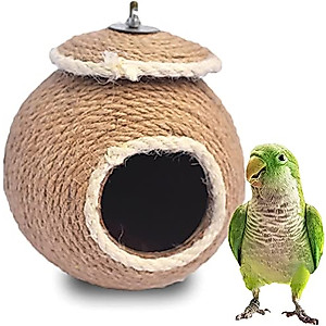 Birdhouse, Parakeet Bird Nest for Cage Coconut Shell Rope Weave Bird Breeding Nest for Budgie Parakeet Conure Canary Lovebird