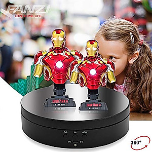 FANZI Motorized Turntable Display for Display Jewelry, Watch, Digital Product, Bag, Models, Jewelry, Collectibles,and Product Shooting 360 Degree Electric Rotating Turntable 6 Inch Diameter - Black