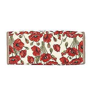 Signare Tapestry Red and White Women's Shopping Tote Bag/Shoulder Bag with Poppy (SHOP-POP)