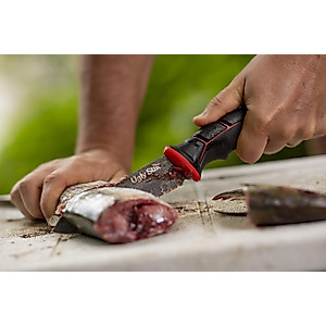 Ugly Stik Ugly Tools 7 Inch Serrated Knife, Fishing Fillet Knife for Anglers, Sharp Trailing Point Serrated Stainless Steel Blade, Non-Slip Grip Handle, Black