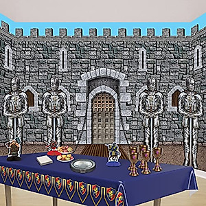 Beistle Wall of Knights Backdrop, 4' x 30', Clear/Black/Silver